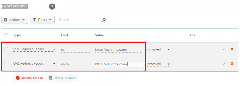 Redirect tên miền ở Namecheap » Canh Me